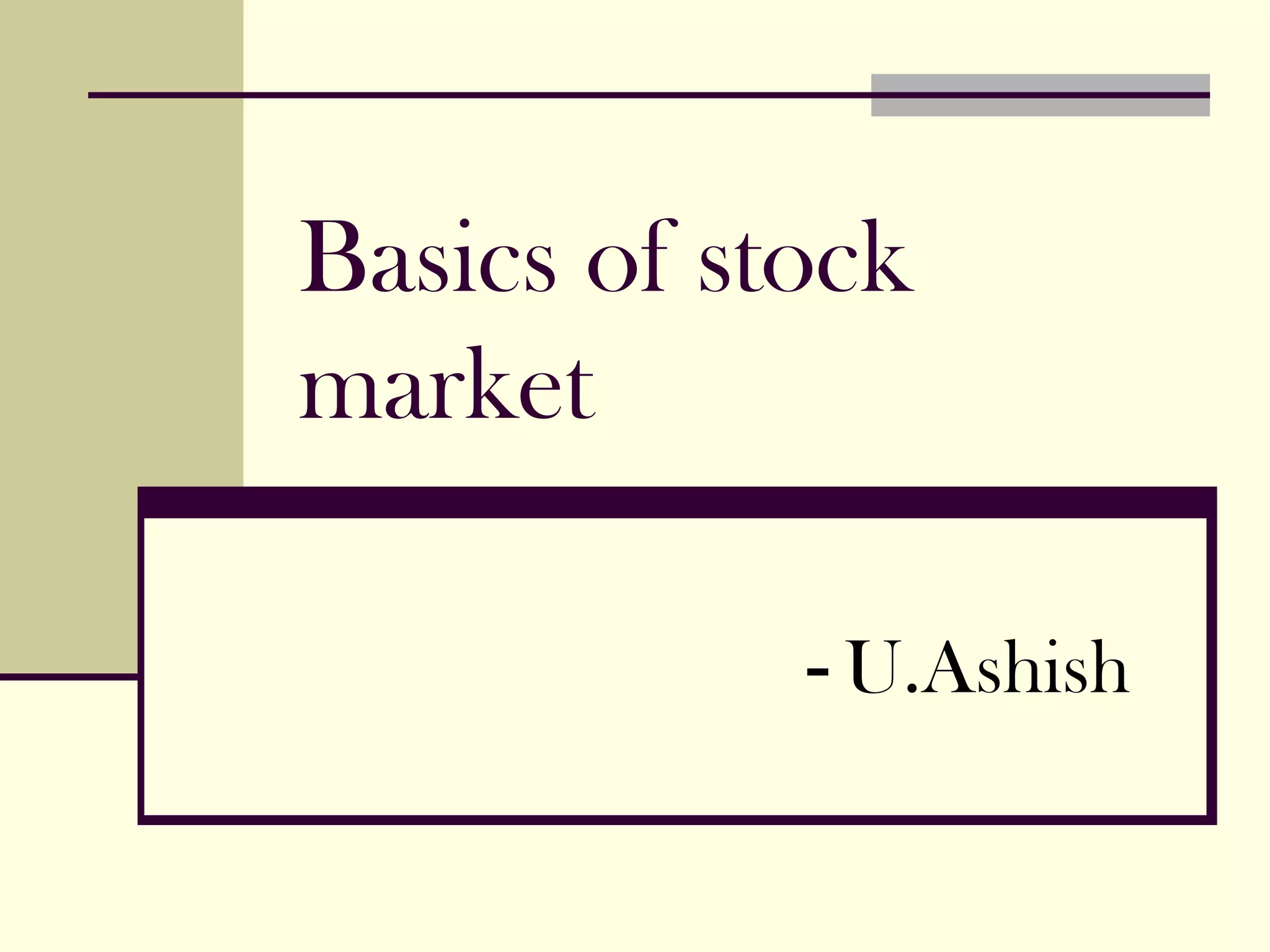 Basics of Stock Market | PPT