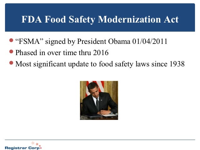 U.S. FDA Food Safety Modernization Act (FSMA) for Customs Brokers