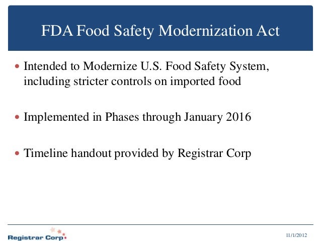 U.S. FDA Food Safety Modernization Act (FSMA) Seminar (English)