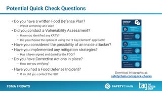FSMA Friday August 2020: IA Rule, Food Defense Plans & Quick Checks ...