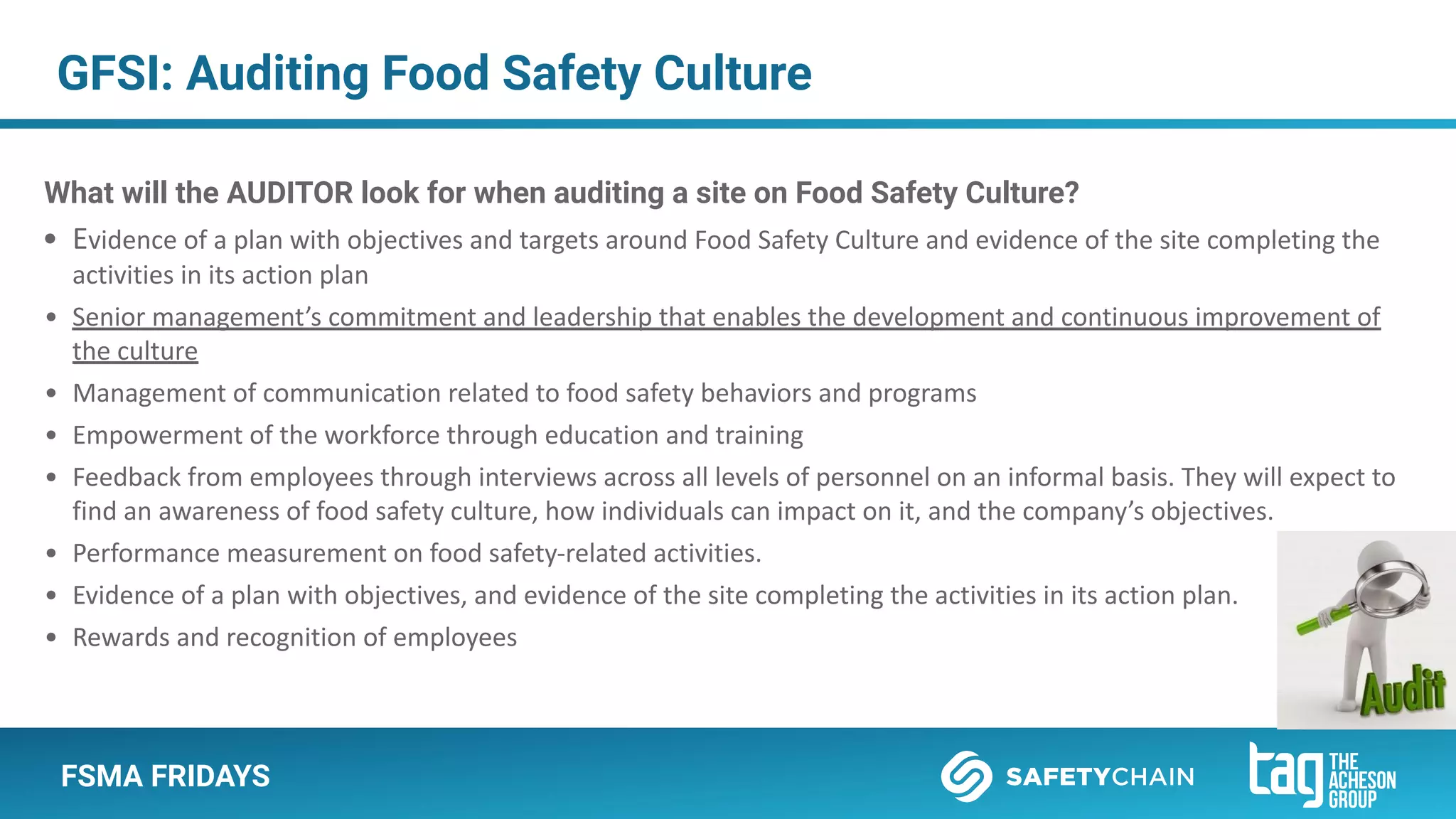 Building an Auditable, Measurable Food Safety Culture | FSMA Fridays | PDF