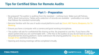 FSMA Fridays: GFSI Remote & Virtual Auditing Update | PPT