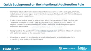 Preparing for the FDA’s Enforcement of the Intentional Adulteration ...