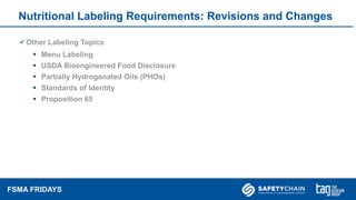 FSMA Fridays June 2018, Nutritional Labeling Requirements - Revisions ...