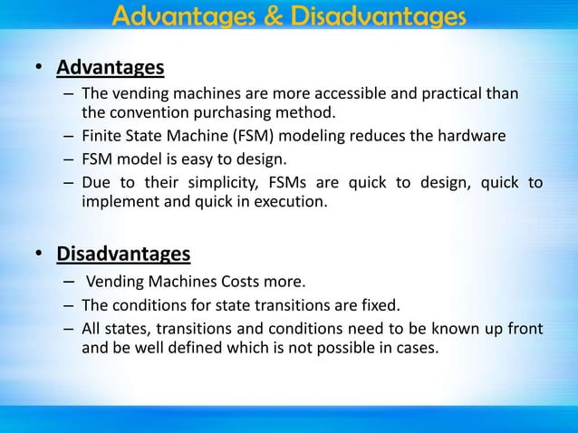 Seminar Presentation on FSM based vending machine | PPTX | Food & Drink