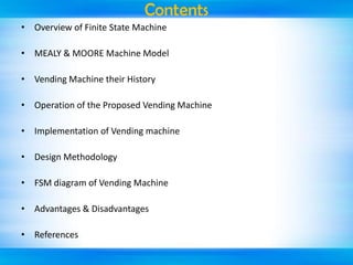 Seminar Presentation on FSM based vending machine | PPTX | Food & Drink