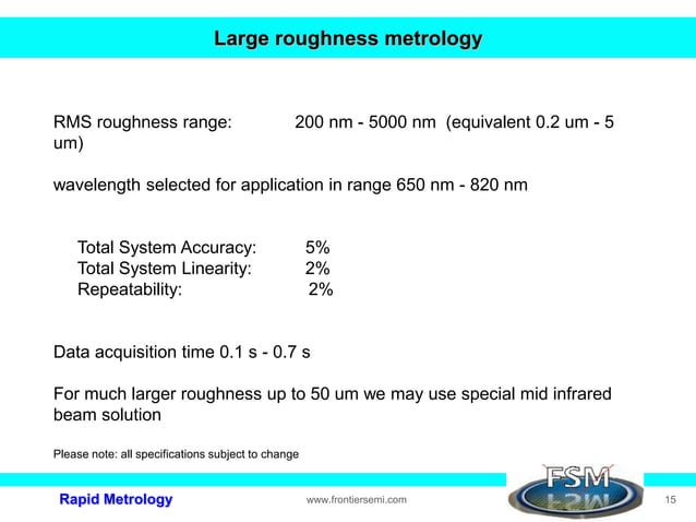 FSM roughness metrology for diffusers and very rough surfaces phot west ...