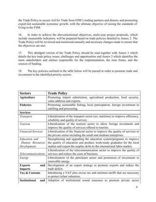 FSM Trade Policy | PDF