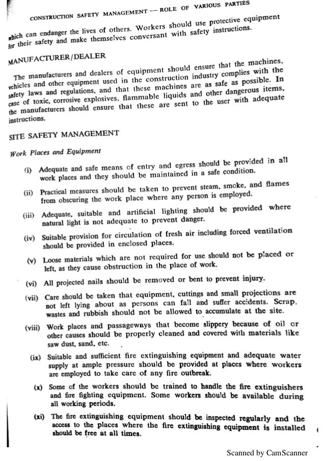 construction management and safety notes