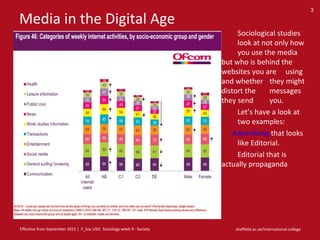 F soc lecture week 9 the media and sociology theories | PPT