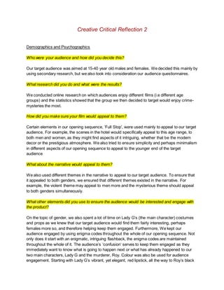 Creative Critical Reflection 2 | PDF