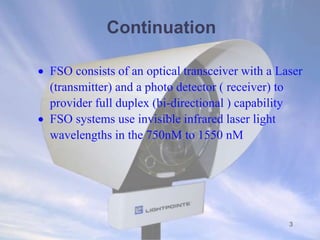 Fso free space optic | PPTX