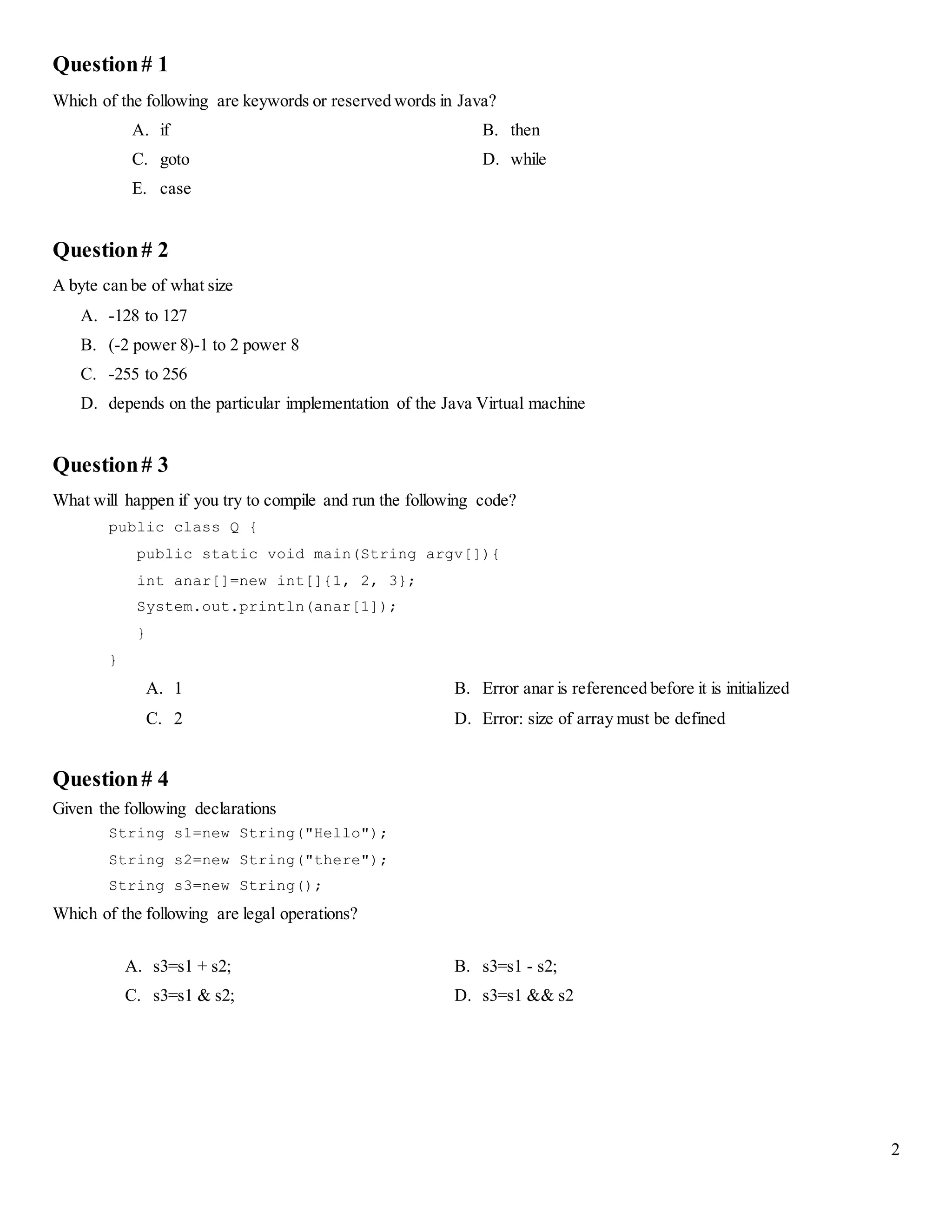 FSOFT - Test Java Exam | DOCX