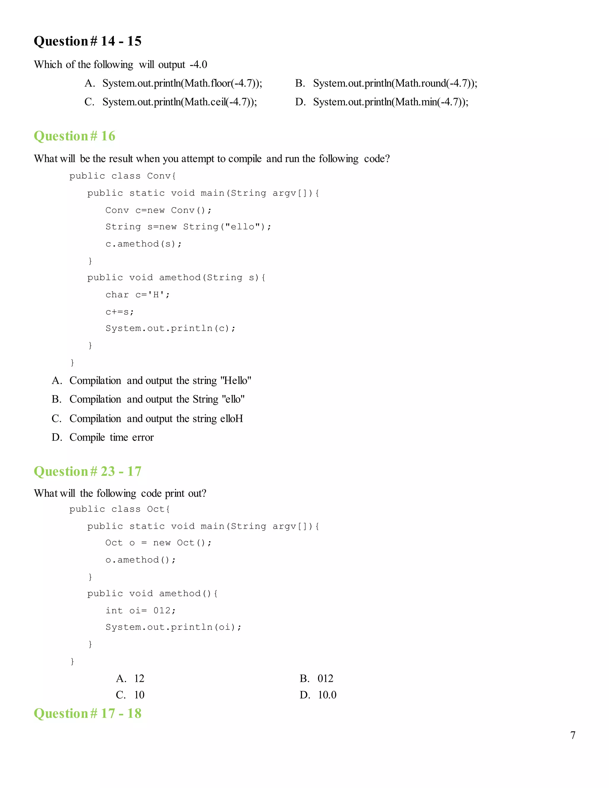 FSOFT - Test Java Exam | DOCX | Programming Languages | Computing