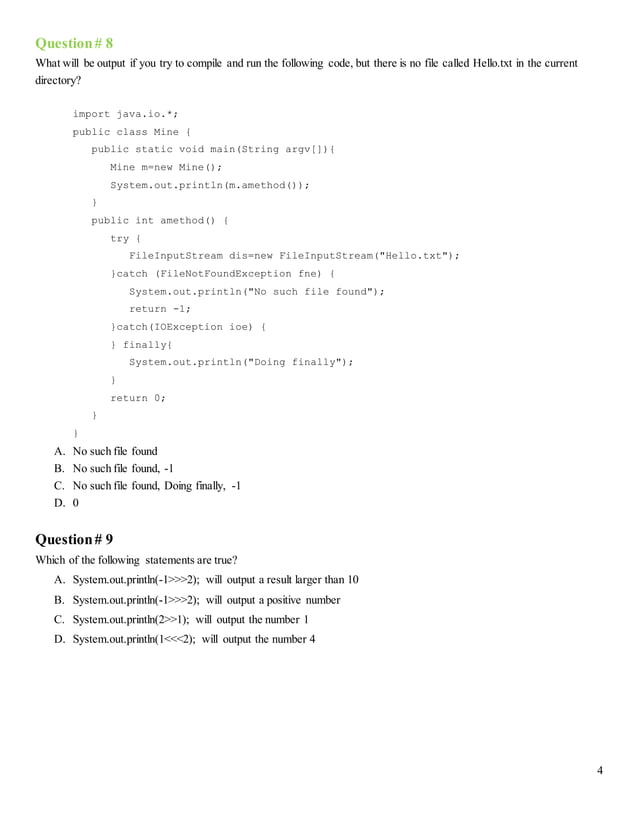 FSOFT - Test Java Exam | DOCX | Programming Languages | Computing