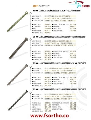 Fs ortho bone screws | PDF