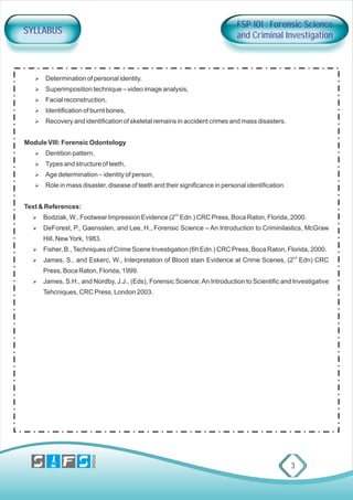 Fsp 101-forensic science criminal investigation syllabus for training | PDF