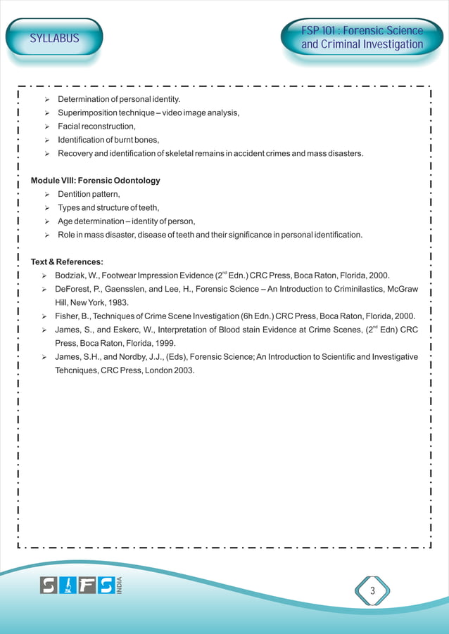 Fsp 101-forensic science criminal investigation syllabus for training | PDF