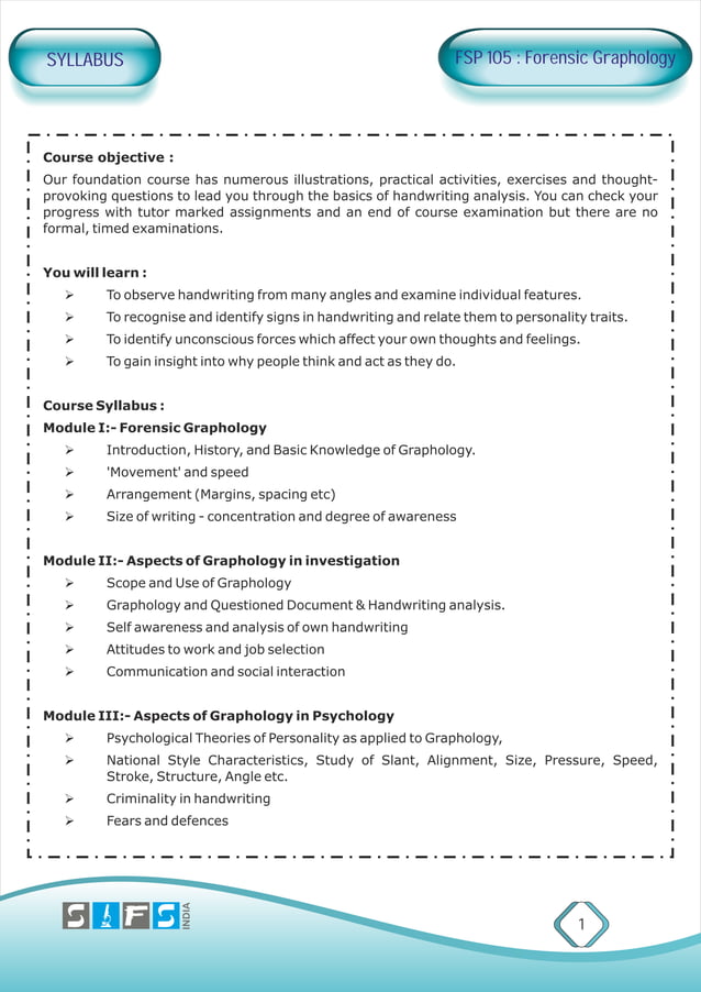 Online Forensic Graphology Training by SIFS India | PDF | Crime ...