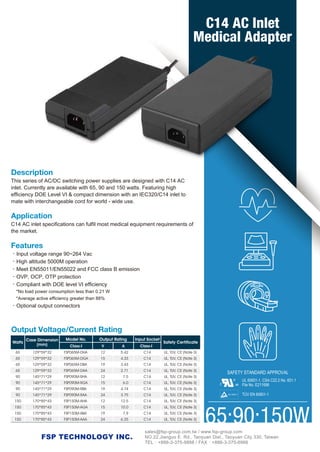 FSP C14 AC Inlet Medical Adapter | PDF