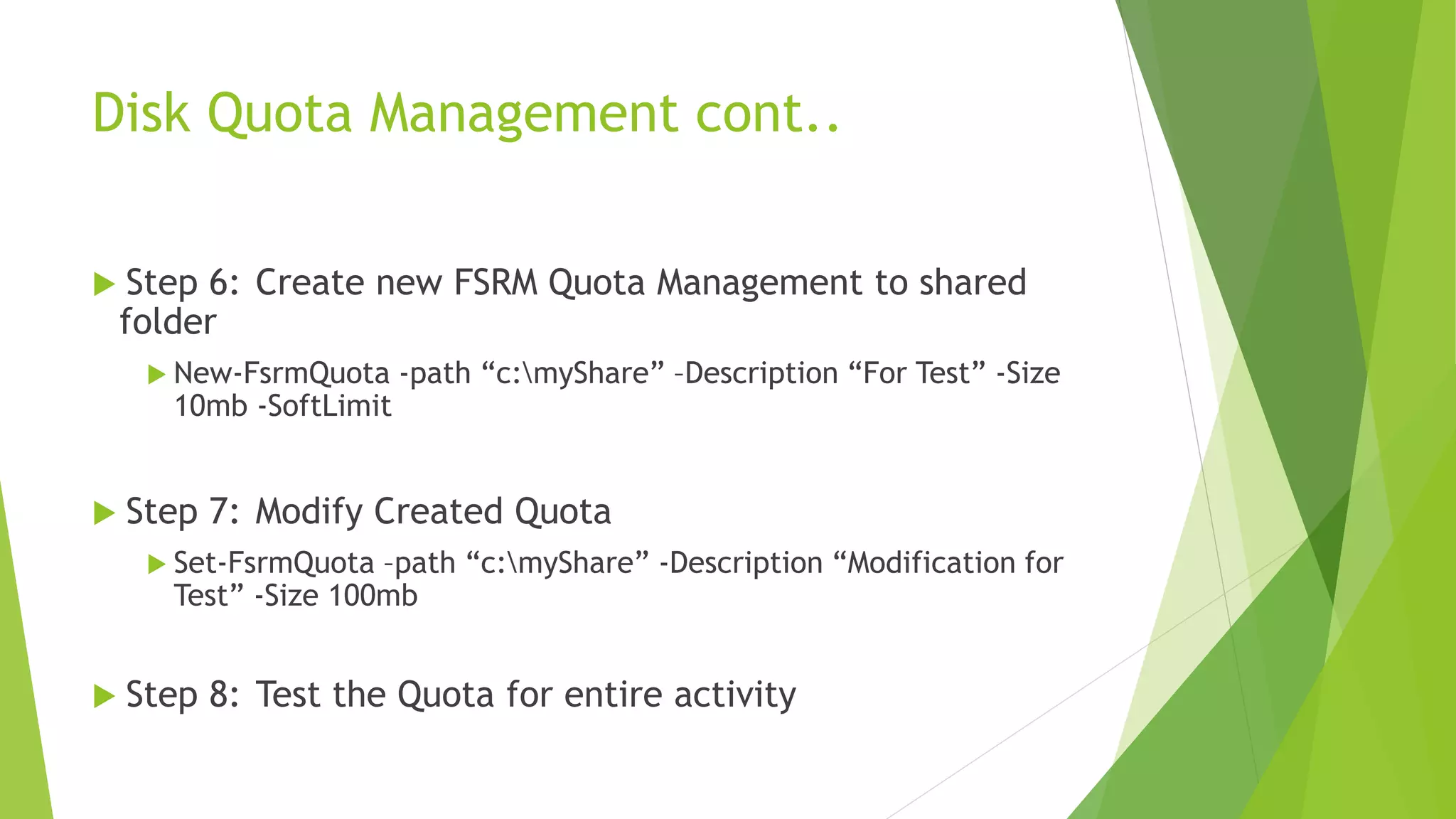 Fsrm disk quota management system and file encryption | PPTX