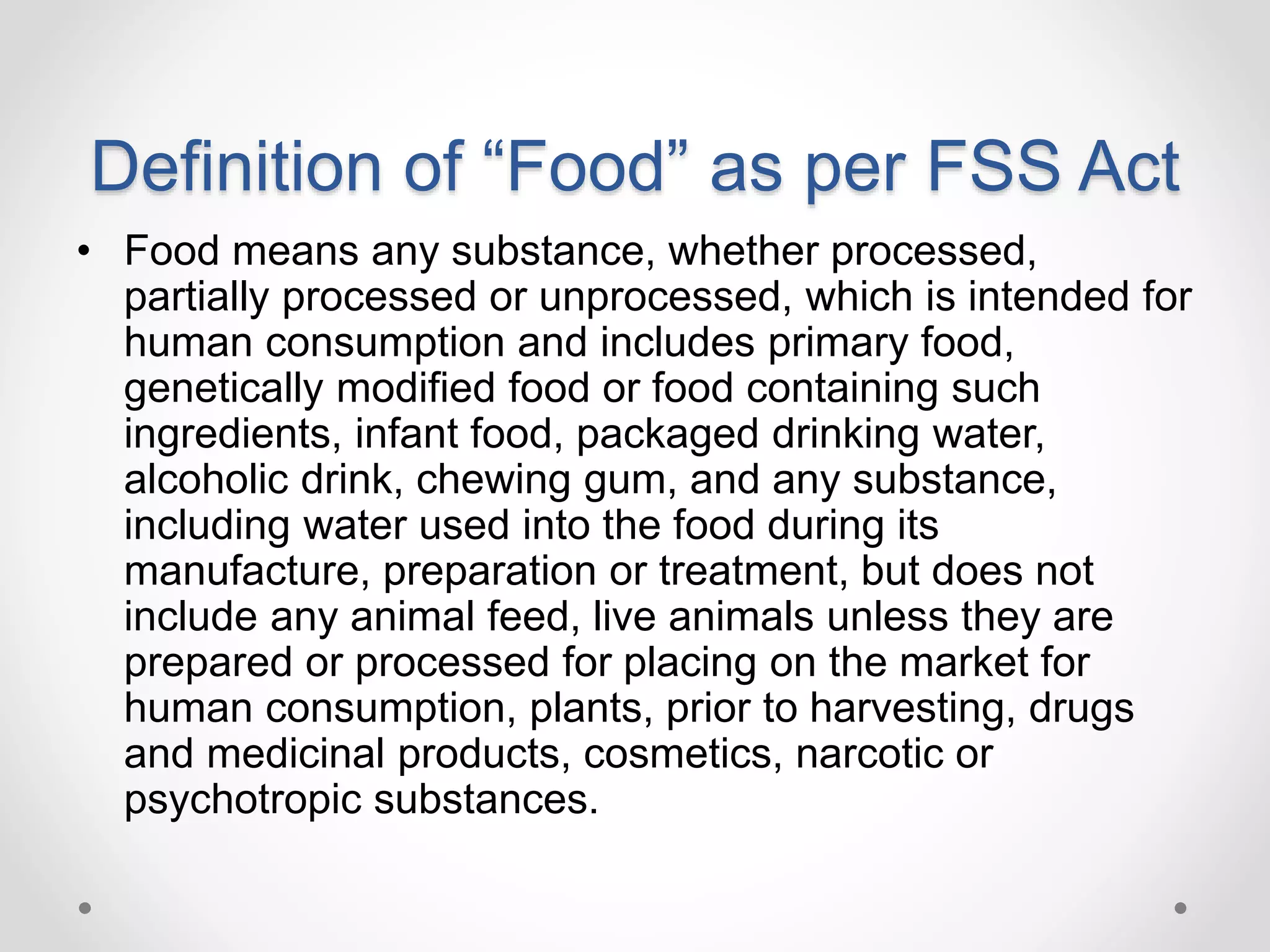 FOOD SAFETY STANDARDS AUTHORITY OF INDIA (FSSAI) | PPTX