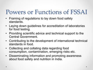 FOOD SAFETY STANDARDS AUTHORITY OF INDIA (FSSAI) | PPTX