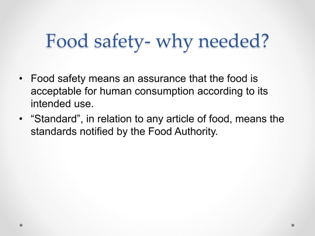 FOOD SAFETY STANDARDS AUTHORITY OF INDIA (FSSAI) | PPTX | Food Industry ...