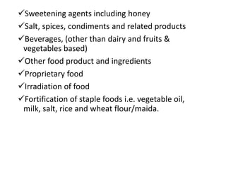Food Standard Safety Authority in India | PPTX