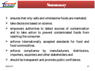 Food Safety and Standard Authority of India | PPT