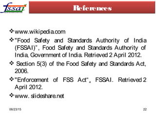 Food Safety and Standard Authority of India | PPT