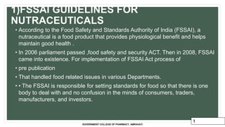 FSSAI guidelines (AHFAZ) related to nutraceuticals and functional herbs ...