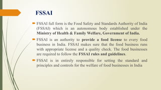 FSSAI (Food Safety and Standards Authority of India) & FDA (Food and ...