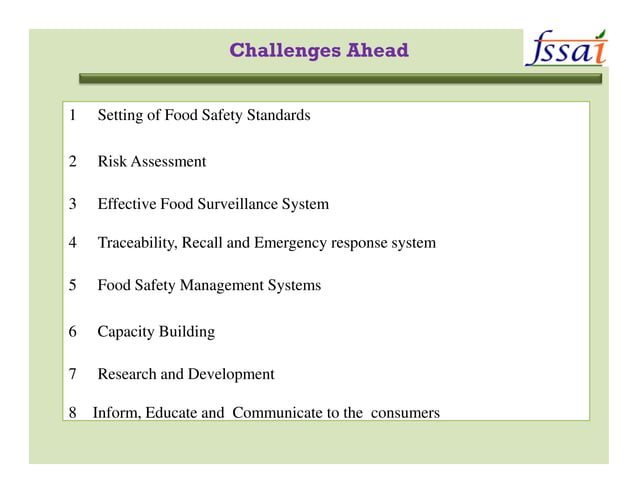 FSSAI Implication for Food Industry in India 2013 | PPT