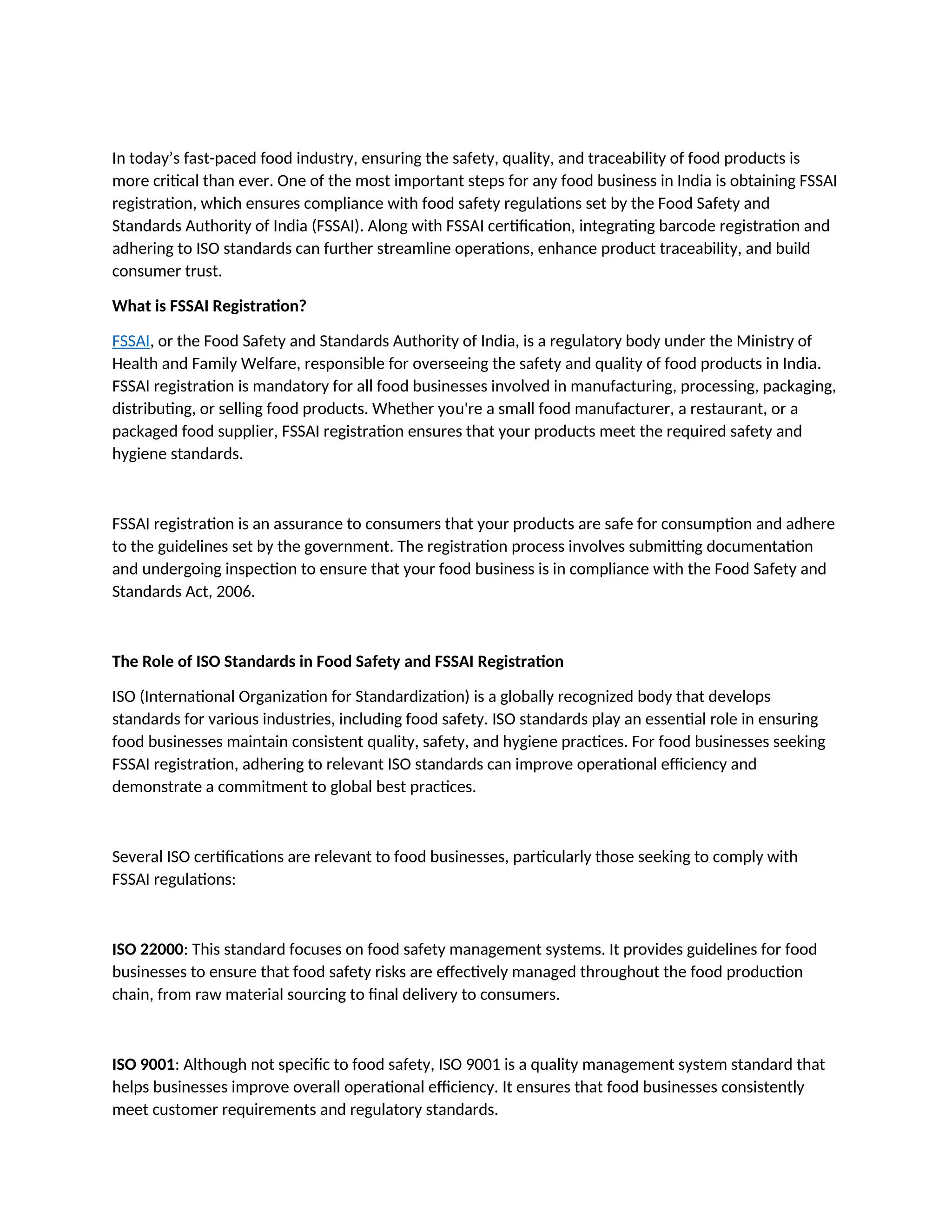 FSSAI Registration: Ensuring Food Safety | PDF