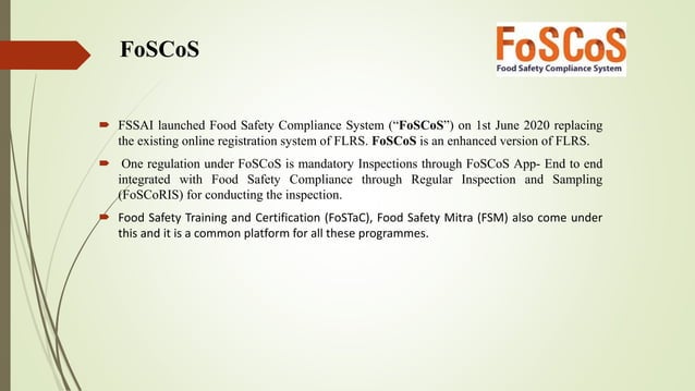 FSSAI Initiatives towards FSMS | PPTX | Food Industry | Industries