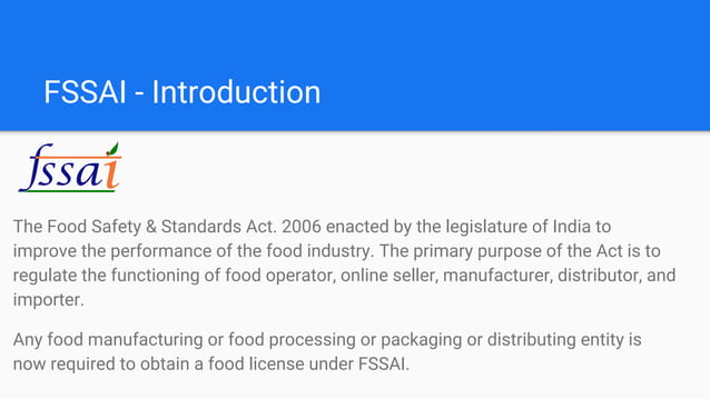 FSSAI license in India | PDF