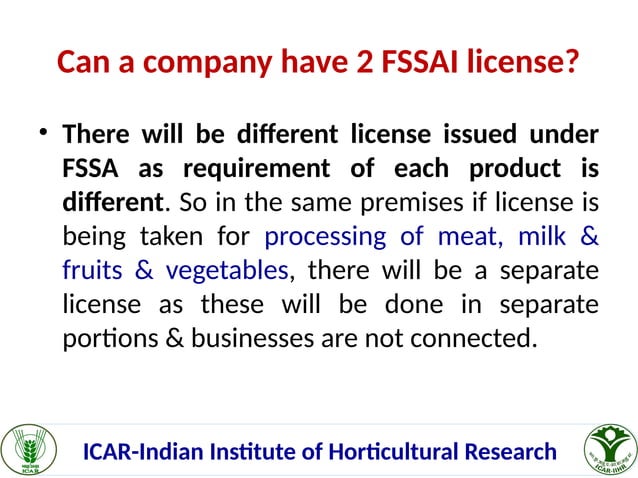 FSSAI Licensing procedures for food processors | PPTX