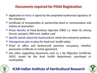 FSSAI Licensing procedures for food processors | PPTX