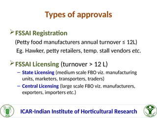 FSSAI Licensing procedures for food processors | PPTX