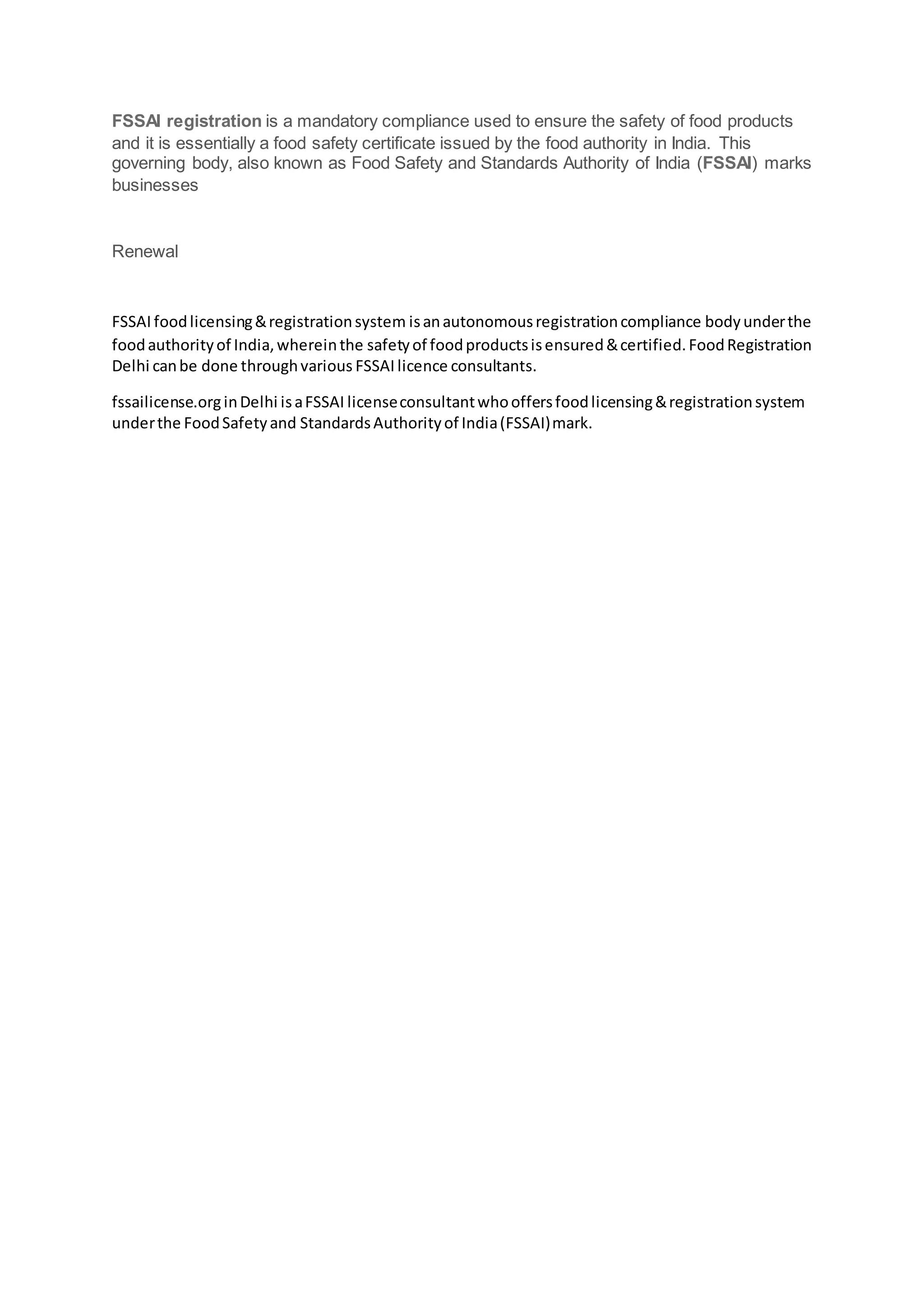 Fssai registration | DOCX