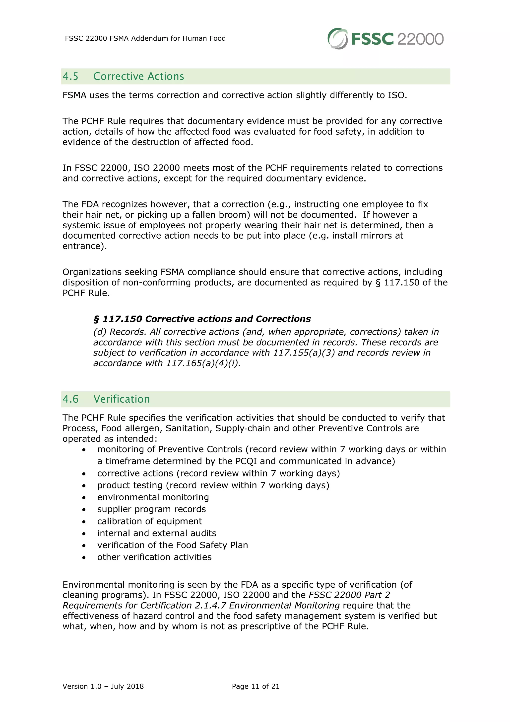 Fssc 22000-fsma-addendum-for-human-food-final | PDF