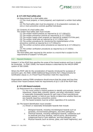 Fssc 22000-fsma-addendum-for-human-food-final | PDF
