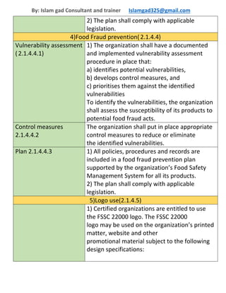 Fssc 22000 (v4.1) additional requirements | PDF