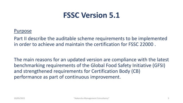 FSSC version 5.1 ppt | PDF
