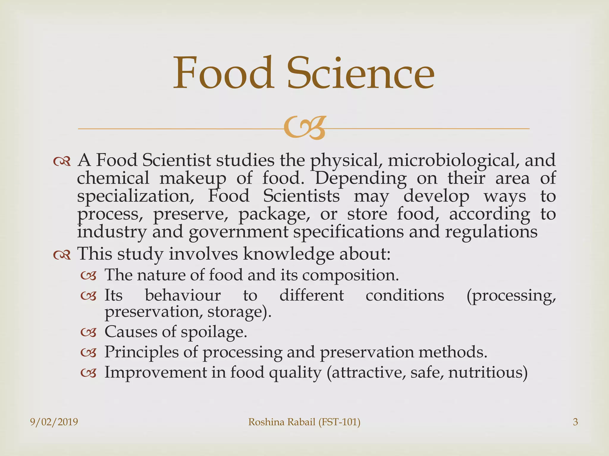 Introduction to Food Science and Technology 101 | PPTX | Food Industry ...