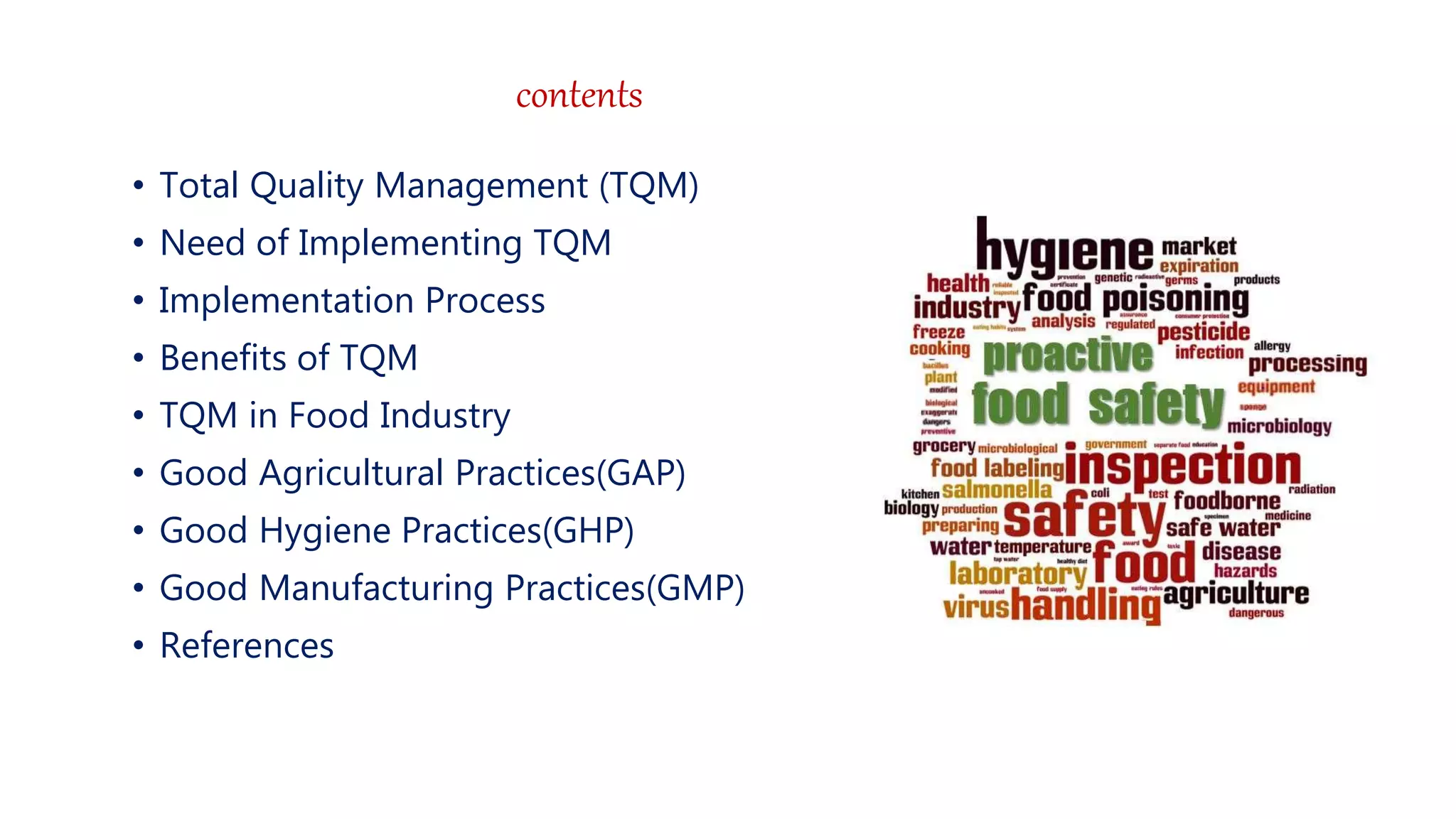 Total Quality Management in Food Industry | PPTX