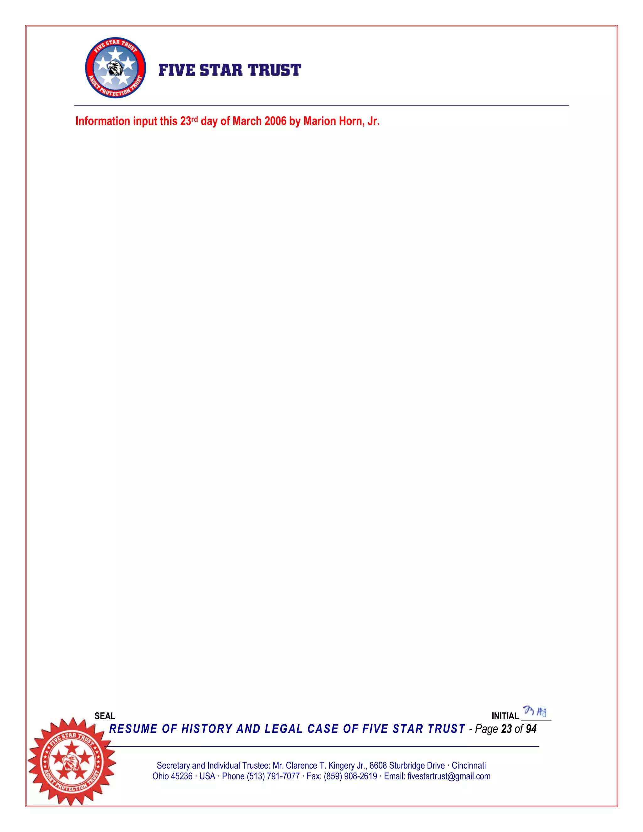 Five Star Trust History | PDF