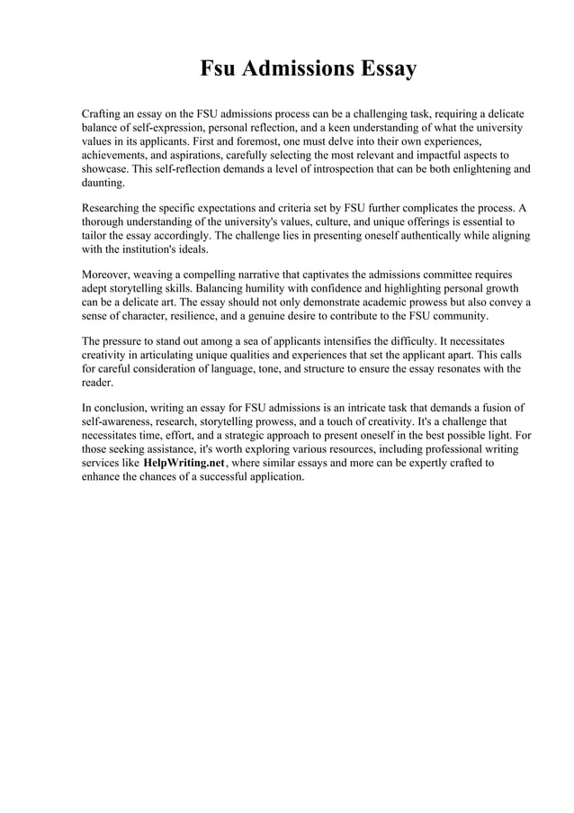 Fsu Admissions Essay | PDF