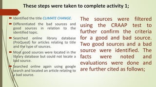 Evaluating online sources on Climate Change | PPT